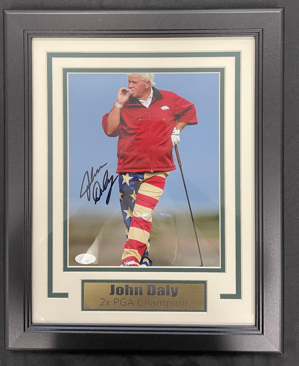 John Daly Autographed and Framed 8x10 Photo – Great Moments Sports Cards
